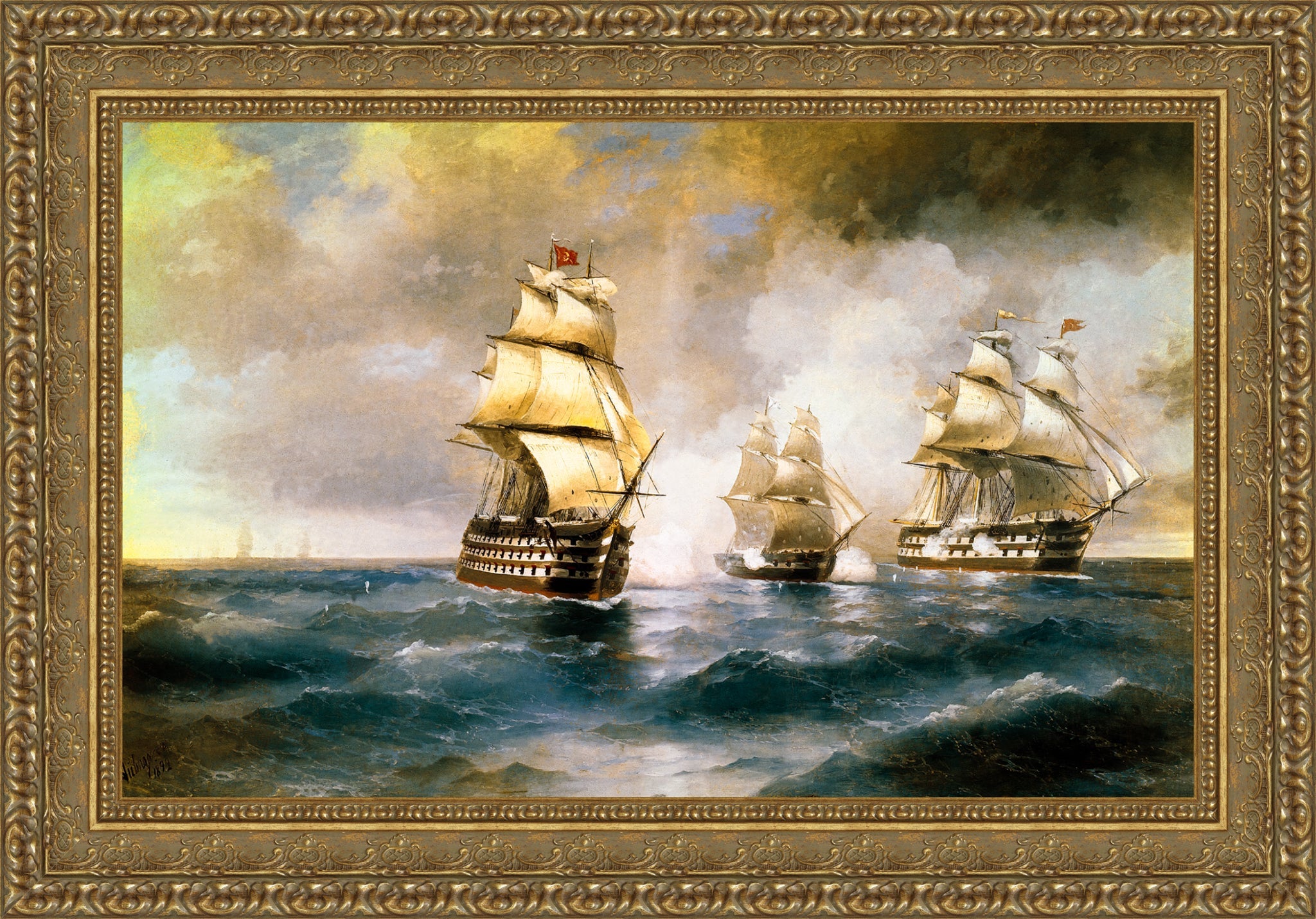 Brig Mercury Attacked by Two Turkish Ships – Ivan Aivazovsky | Giclee ...
